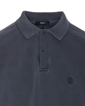 Herno Logo Embroidered Short Sleeved Polo Shirt - Black
