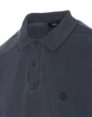 Herno Logo Embroidered Short Sleeved Polo Shirt - Black