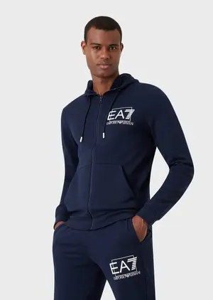 EA7 Logo Zip-up Hooded Jacket