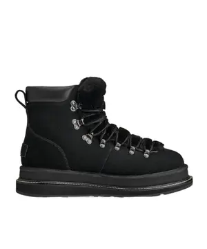 UGG X Sacai Fur-trim Lace-up Ankle Boots - Black