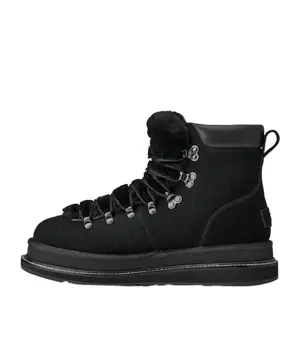 UGG X Sacai Fur-trim Lace-up Ankle Boots - Black
