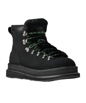 UGG X Sacai Fur-trim Lace-up Ankle Boots - Black