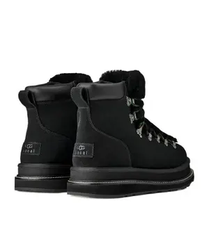 UGG X Sacai Fur-trim Lace-up Ankle Boots - Black