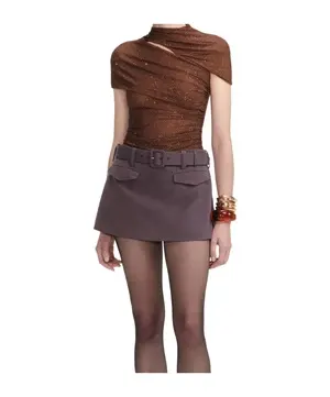 SELF-PORTRAIT Embellished Draped Top With Keyhole Opening
