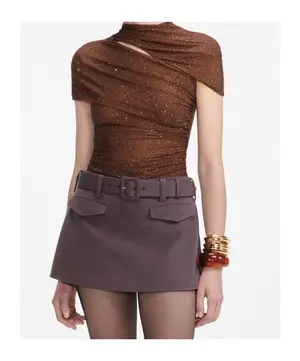 SELF-PORTRAIT Embellished Draped Top With Keyhole Opening