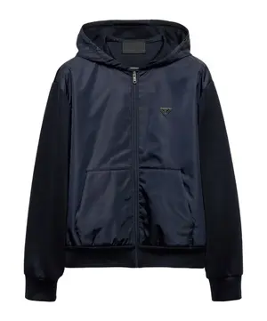Prada Zip-up Hooded Jacket With Enameled Triangle Logo