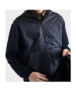 Prada Zip-up Hooded Jacket With Enameled Triangle Logo