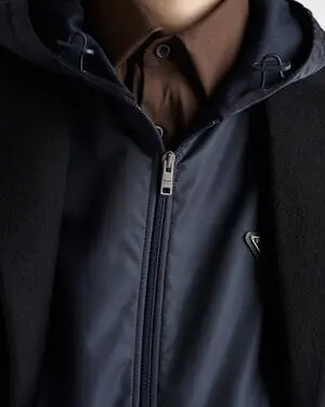 Prada Zip-up Hooded Jacket With Enameled Triangle Logo