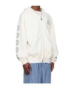 Vetements Logo Zip-up Hoodie - Vanilla