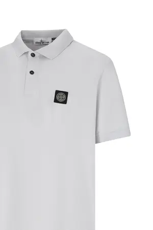 Stone Island Compass-patch Short-sleeved Polo Shirt - Sky Blue
