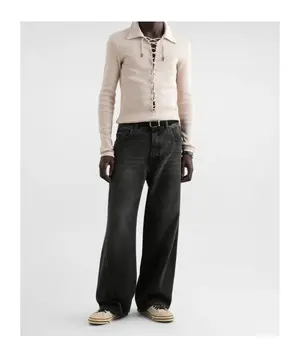 Dolce & Gabbana Logo Plaque Wide-leg Jeans - Black