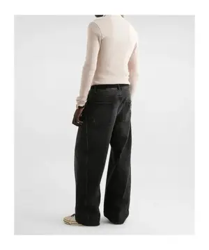 Dolce & Gabbana Logo Plaque Wide-leg Jeans - Black