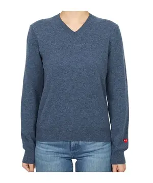 Comme Des Garçons V-neck Long Sleeve Sweater - Blue