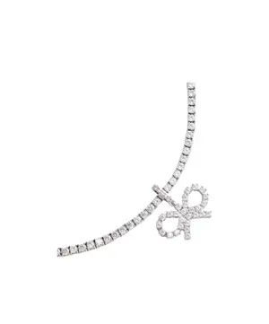 SELF-PORTRAIT Embellished Bow Tennis Necklace