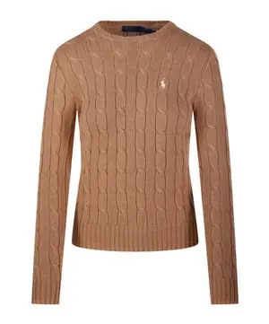 Polo Ralph Lauren Polo Ralph Lauren Cable-Knit Crewneck Jumper With Embroidered Logo Brown