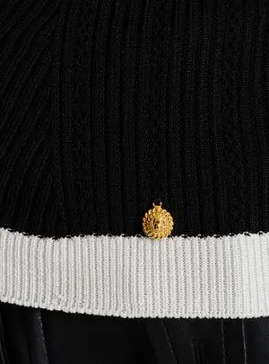 Balmain Short-sleeved Ribbed Knit Top
