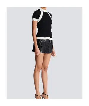 Balmain Short-sleeved Ribbed Knit Top