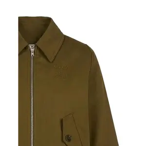 Closed Zip-up Jacket With Drawstring Hem - Brown