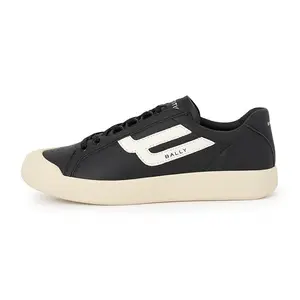 Bally Round Toe Lace Up Sneakers With Competition Detail - Black