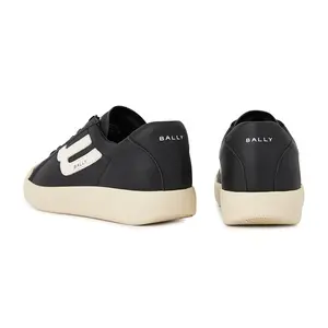 Bally Round Toe Lace Up Sneakers With Competition Detail - Black