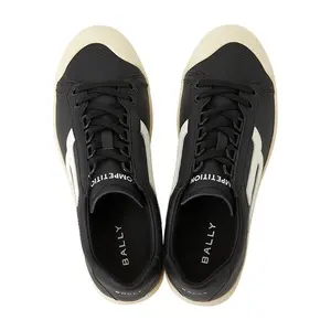 Bally Round Toe Lace Up Sneakers With Competition Detail - Black