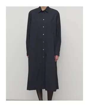 THE ROW Zeph Cotton Shirtdress - Deep Navy Blue
