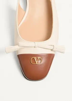 Valentino Garavani Bow Detailed Ballet Flats - Beige/tobacco