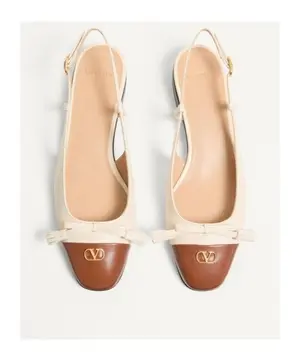 Valentino Garavani Bow Detailed Ballet Flats - Beige/tobacco