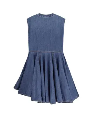 Alaïa Sleeveless V-neck Denim Dress - Blue