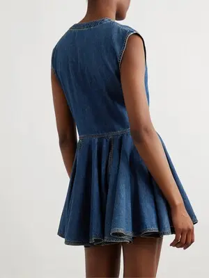 Alaïa Sleeveless V-neck Denim Dress - No