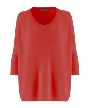 ALLUDE V-neck Half-sleeve Sweater