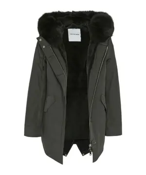 YVES SALOMON Padded Parka With Fur Trim - Ebony
