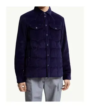 Moncler Corduroy Down Shirt Jacket - Navy