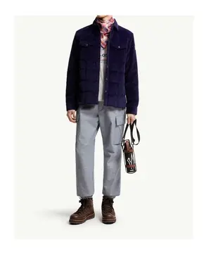 Moncler Corduroy Down Shirt Jacket - Navy