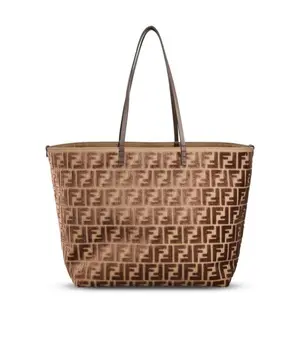 Fendi Roll Ff Jacquard Large Tote Bag - Chocolate