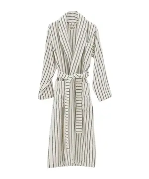 TEKLA Striped Bathrobe Racing Green Stripe
