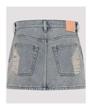 Acne Studios Belt Loop Denim Skirt With Distressed Details