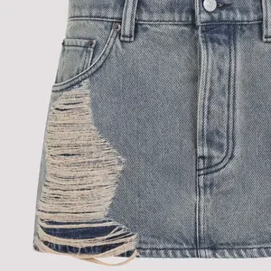 Acne Studios Belt Loop Denim Skirt With Distressed Details