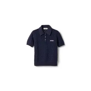 Miu Miu Open-work Knit Polo Shirt - Navy