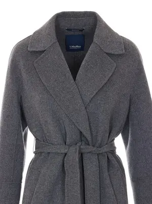 Max Mara Belted Wool Wrap Coat - Black