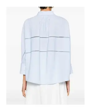 Fabiana Filippi Long Sleeve Shirt With Buckle Cuffs And Semi-transparent Back