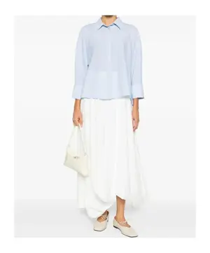 Fabiana Filippi Long Sleeve Shirt With Buckle Cuffs And Semi-transparent Back