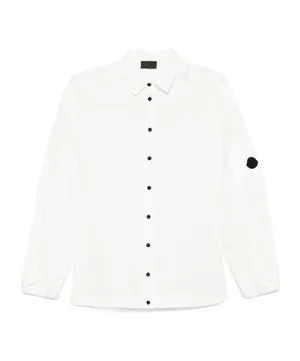 Moncler Puff Sleeve Shirt With Lapel Collar And Logo Detail