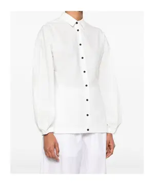 Moncler Puff Sleeve Shirt With Lapel Collar And Logo Detail