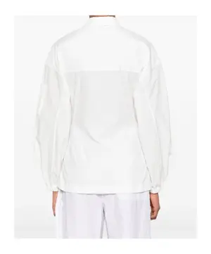 Moncler Puff Sleeve Shirt With Lapel Collar And Logo Detail