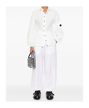 Moncler Puff Sleeve Shirt With Lapel Collar And Logo Detail