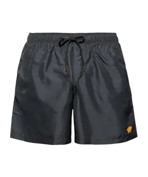 Versace Drawstring Logo Patch Swim Shorts - Black