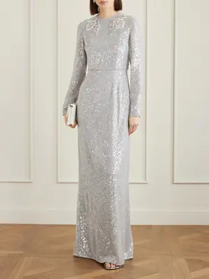 Erdem Crystal Embroidered Sequined Maxi Dress