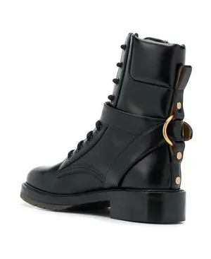 Chloé Logo Buckle Lace-up Boots