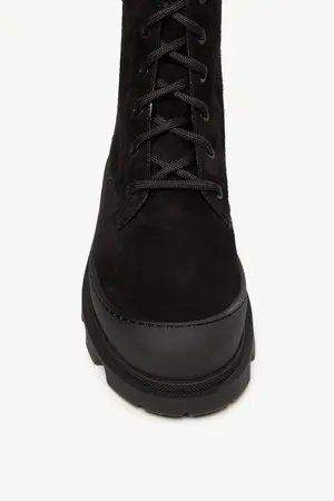 Moncler Vera High Suede Lace-up Combat Boots - Black